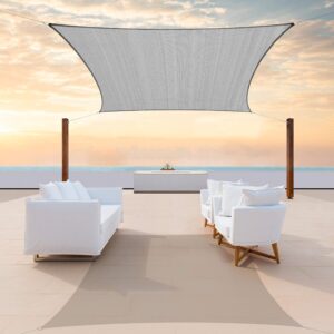 colourtree 12' x 16' gray rectangle ctapr1216 sun shade sail canopy mesh fabric uv block - commercial heavy duty - 190 gsm - 3 years warranty (we make custom size)