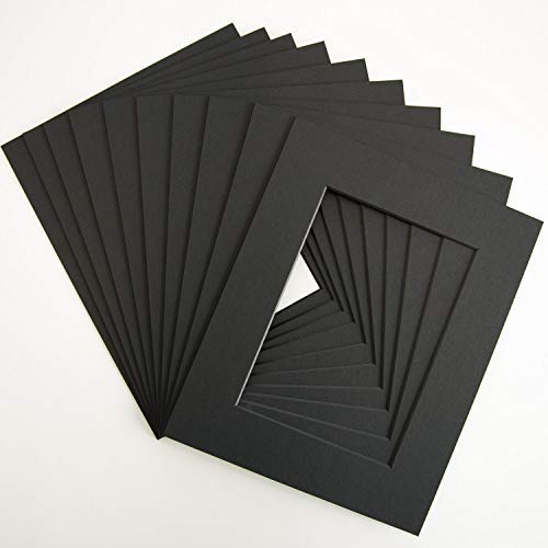 Pack of 10 Black Pre-Cut 8x10 mats for 5x7 Pictures by Verita Vision. Includes 10 Premium Acid-Free Black Core Bevel Cut 5x7 Matte for 8x10 Frame, Matte for 5x7 Photo (Black)