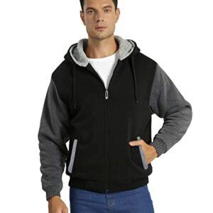 Little Beauty Hoodies for Men Zip Up Sweashirts Fleece Sherpa Lined Winter Wool Heavyweight Jacket