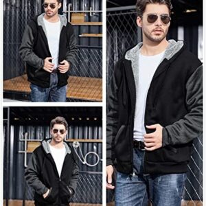 Little Beauty Hoodies for Men Zip Up Sweashirts Fleece Sherpa Lined Winter Wool Heavyweight Jacket