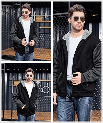 Little Beauty Hoodies for Men Zip Up Sweashirts Fleece Sherpa Lined Winter Wool Heavyweight Jacket