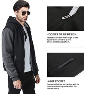 Little Beauty Hoodies for Men Zip Up Sweashirts Fleece Sherpa Lined Winter Wool Heavyweight Jacket