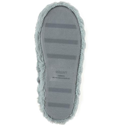 Womens Mens Indoor Slippers Winter Warm Fuzzy Plush Fur Anti-Slip House Bedroom Slippers (US 5-6, Grey)