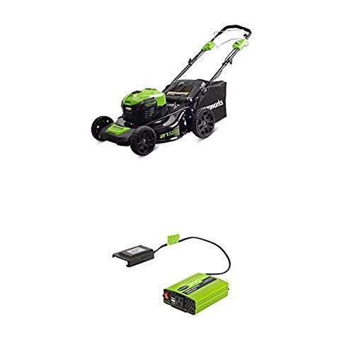 Greenworks 21-Inch 40V Self-Propelled Cordless Lawn Mower with 40V 300W Cordless Power Inverter IV40A00