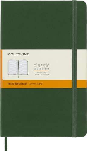 Moleskine Classic Notebook, Hard Cover, Large (5" x 8.25") Ruled/Lined, Myrtle Green, 240 Pages