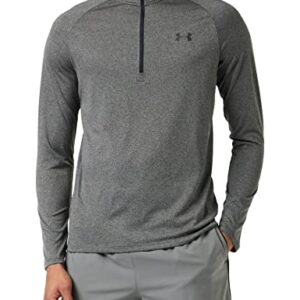 Under Armour Men's Tech 2.0 1/2 Zip-Up Long Sleeve T-Shirt , Carbon Heather (090)/Black , 3X-Large