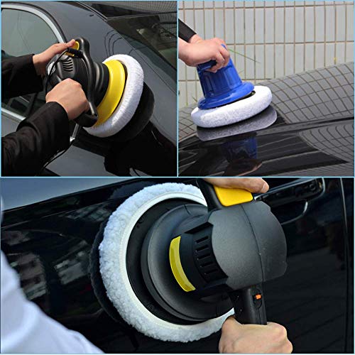 KingBra 5Pcs Car Polisher Pad Bonnet (9 to 10 Inches), Soft Microfiber Polishing Bonnet Buffing Pad Cover, Car Waxing Bonnet Waxer Pads for Car Polisher