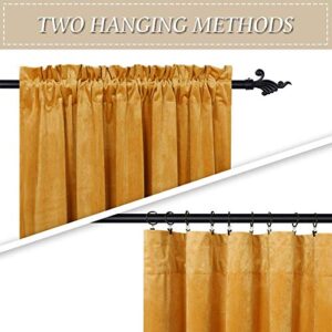 RYB HOME Velvet Curtains 84 inches - Super Soft Home Decor Room Darkening Curtains for Living Room, Thermal Insulated Velvet Drapes for Bedroom Theatre Decoration, W52 x L84 inch, Marigold, 2 Pcs