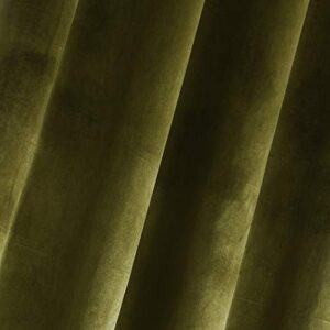 Roslyn Blackout Soft Luxury Velvet Olive Green Curtains Panels for Bedroom - Window Treatment Thermal Insulated Solid Grommet Blackout Drapes for Living Room,52Wx84L(2 Panels)