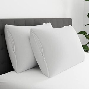 Set of 2 Standard/Queen AllerEase Pillow Protectors - Moisture Wicking, Advanced Allergy Protection - Premium Polyester, Zippered Protectors