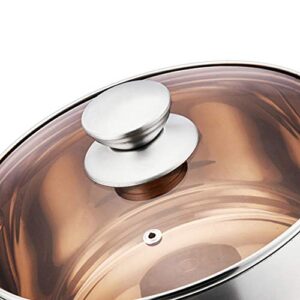 Stainless Steel Stock Pot, P&P CHEF 3 Quart Pot with Lid, Heat-Proof Double Handles - Sliver Stainless Steel Pot and Glass Lid