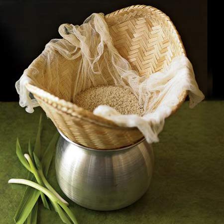 Set of Sticky Rice Steamer Pot and Basket with Cotton Cheesecloth Cook Kitchen Cookware Tool 