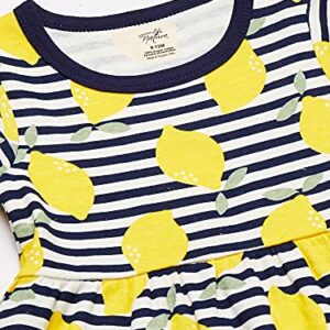 Touched by Nature baby girls Organic Cotton Short-sleeve and Long-sleeve Dresses Playwear Dress, Toddler Lemons Short Sleeve, 2T US