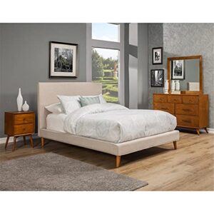 Benjara Benzara Wooden California King Size Platform Bed, Beige,