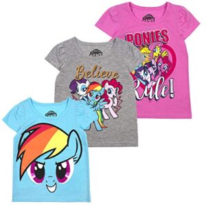 my little pony hasbro twilight girls' short sleeve t-shirt (pack of 3) grey