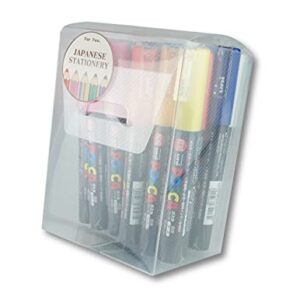 Posca Paint Marker Pen 21 Colors set Extra Fine Point (PC-1M),w/ japanese stationery original pan case (PC-1M21C)