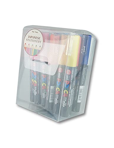 Posca Paint Marker Pen 21 Colors set Extra Fine Point (PC-1M),w/ japanese stationery original pan case (PC-1M21C)