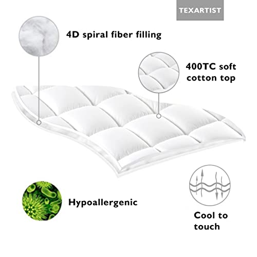 TEXARTIST California King Mattress Pad Cooling Quilted Mattress Cover Cotton Pillow Top Mattress Protector Fitted 8-21” Deep Pocket Breathable Soft Mattress Topper