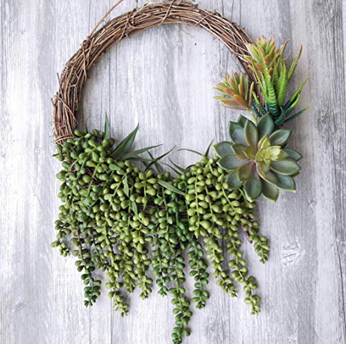 Meiliy 4pcs Artificial Succulent Plants Hanging Succulent Plants Faux Succulents Unpotted Branch String of Pearls Plant for Home Kitchen Office Wedding Garden Craft Art Indoor Decor