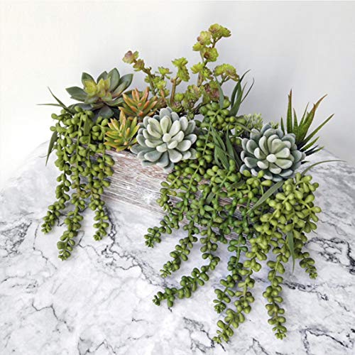 Meiliy 4pcs Artificial Succulent Plants Hanging Succulent Plants Faux Succulents Unpotted Branch String of Pearls Plant for Home Kitchen Office Wedding Garden Craft Art Indoor Decor