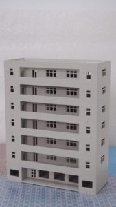 outland models railway modern building dormitory / school grey n scale 1:160