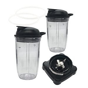 Replacement extractor blade with 18oz 24oz cup and spout lid for Ninja Professional Blender and Ninja Professional 72oz Countertop Blender BL660W/BL660/BL740/BL770/BL771/BL773CO/780