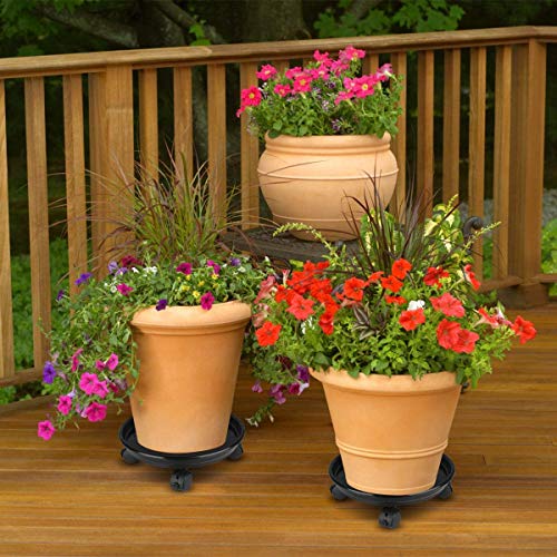 Coadura Plant Caddy with Wheels 15.5 Inch - 2 Pack Plant Caddy on Wheels Heavy Duty,Plant Dolly Plant Tray with Wheels Planter Caddies Indoor/Outdoor, Black