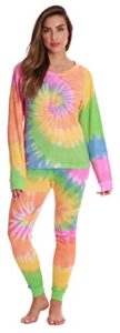 just love women's tie dye two piece thermal pajama set 6770-10363-m