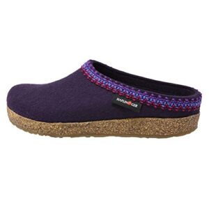 haflinger unisex grizzly zig zag wool clogs, eggplant, 42eu