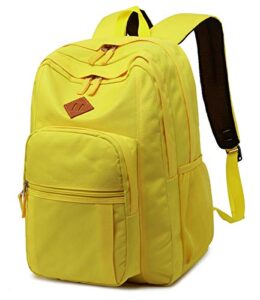 abshoo classical basic womens travel backpack for college men water resistant bookbag (yellow)