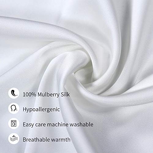 Jocoku 100% Mulberry Silk Pillowcases Set of 2 for Hair and Skin and Super Soft and Breathable Standard Size Nature Silk Pillowcases (Standard, White)