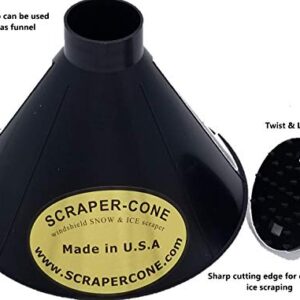 SCRAPER CONE®️ The Original Ice Scraper, Snow Removal Made in The USA Magical Frost Removal Funnel Shaped Cleaning Tool Car Windshield Deicer Magic Scrapers Instascrape round snow shovel brush