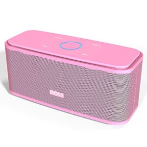 doss bluetooth speaker, soundbox touch portable wireless speaker with 12w hd sound and bass, ipx4 water-resistant, 20h playtime, touch control, handsfree, speaker for home, outdoor, travel-pink