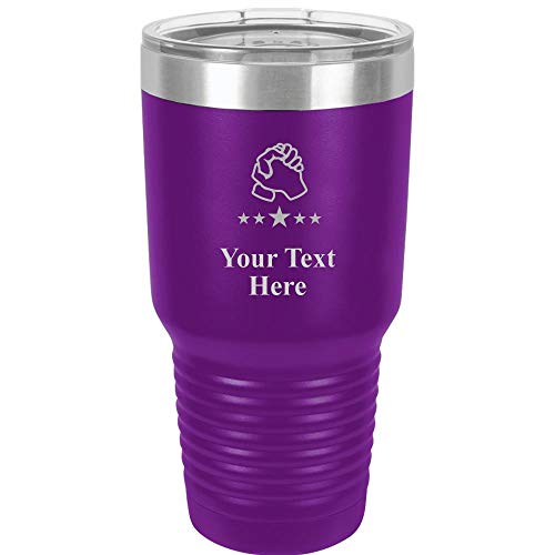 Crown Awards Friendship Travel 30oz Purple Stainless Steel Vacuum Insulated Hot/Cold Tumbler with Clear Lid - Great Customizable Gift For Any Special Event. BPA Free