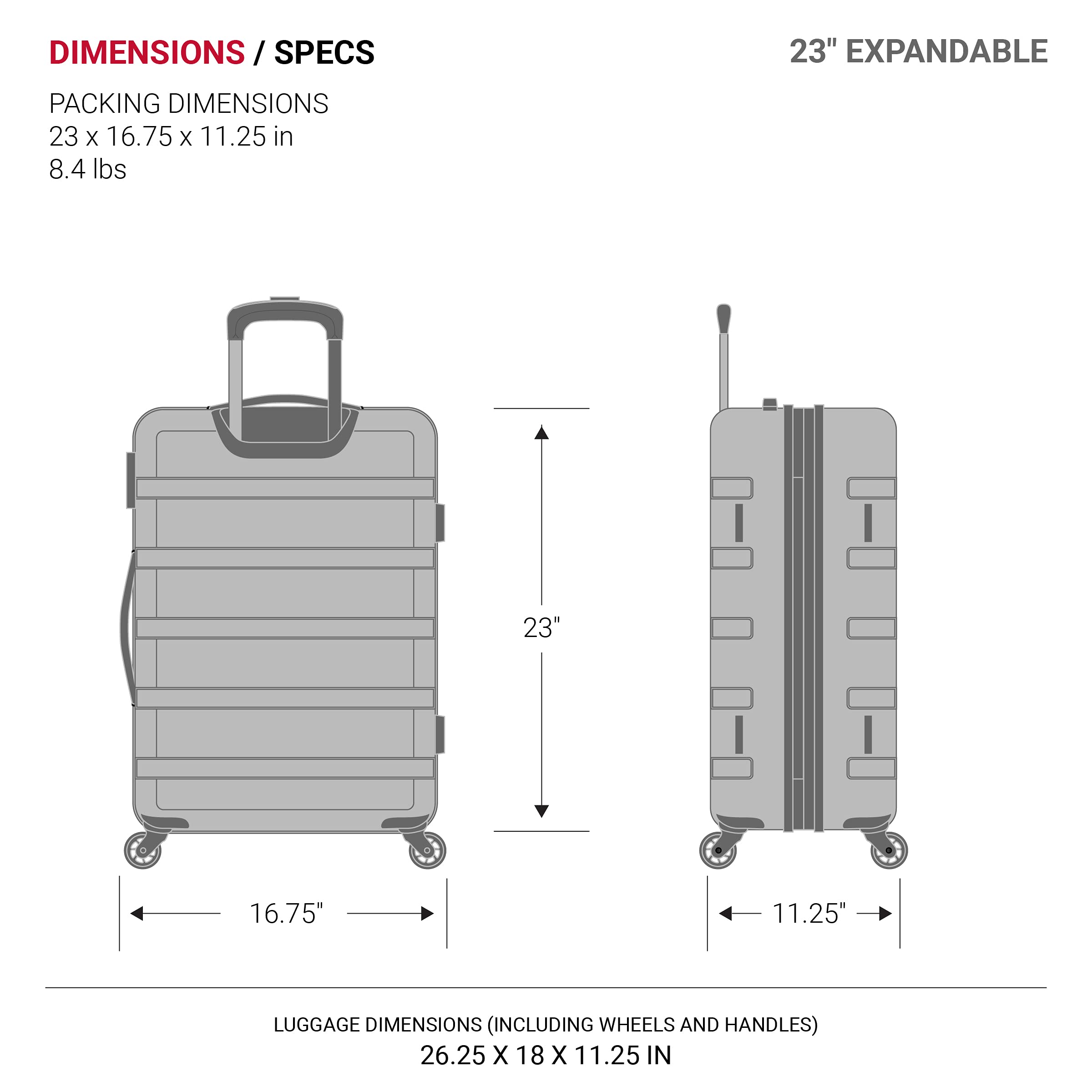 SwissGear 7366 Hardside Expandable Luggage with Spinner Wheels, Black, Checked-Medium 23-Inch