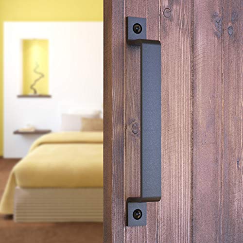 VivaLight 10 Inch Rustic Barn Door Handle Pull - Solid Steel Black Pull for Sliding Doors, Gates, Garages, Sheds, Fences, Closets, Pantries - Indoor and Outdoor Use - Easy Install