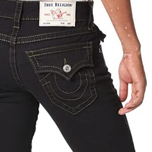 True Religion Men's Ricky Big T Straight Leg Jean with Back Flap Pockets, Body Rinse Black, 38W X 34L