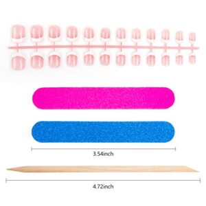 Yokilly Natural French Acrylic False Nails Kit Including 12 Different Size Short Press on False Nails,Pink White Nails Tips Sets with Nail Glue Stickers,Files and Stick (120 Pcs)