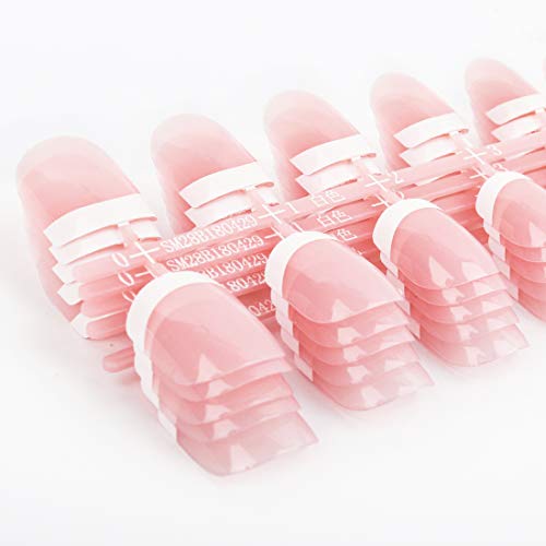 Yokilly Natural French Acrylic False Nails Kit Including 12 Different Size Short Press on False Nails,Pink White Nails Tips Sets with Nail Glue Stickers,Files and Stick (120 Pcs)