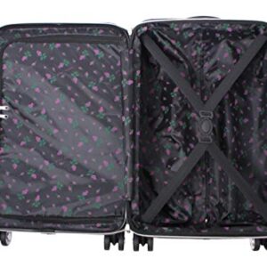 Betsey Johnson Designer Luggage Collection - Expandable 3 Piece Hardside Lightweight Spinner Suitcase Set (Stripe Roses)