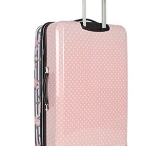 Betsey Johnson Designer Luggage Collection - Expandable 3 Piece Hardside Lightweight Spinner Suitcase Set (Stripe Roses)