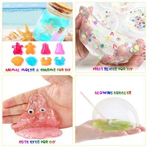 Slime Supplies Kit, 135 Pack Slime Making Kit 30 Crystal Slime, Glitter Jars, Charms, Sugar Paper, Foam Beads, Fishbowl Beads, Toy Cups, Slices, Air Dry Clay and Tools for Kids Girls by WINLIP