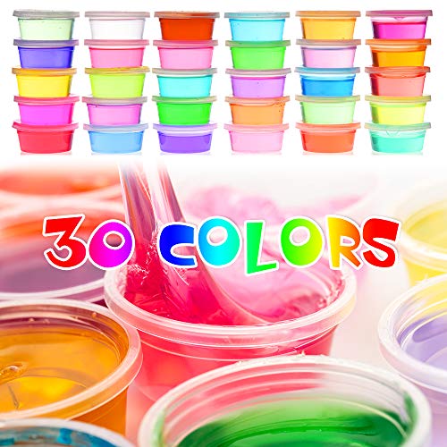 Slime Supplies Kit, 135 Pack Slime Making Kit 30 Crystal Slime, Glitter Jars, Charms, Sugar Paper, Foam Beads, Fishbowl Beads, Toy Cups, Slices, Air Dry Clay and Tools for Kids Girls by WINLIP