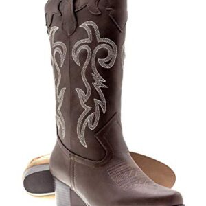 Canyon Trails Women's Classic Embroidered Pointed Toe Western Rodeo Cowboy Boots (8 (M) US Women's, Brown)