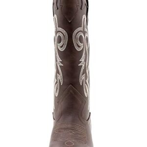 Canyon Trails Women's Classic Embroidered Pointed Toe Western Rodeo Cowboy Boots (8 (M) US Women's, Brown)