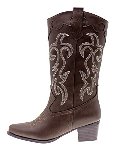 Canyon Trails Women's Classic Embroidered Pointed Toe Western Rodeo Cowboy Boots (8 (M) US Women's, Brown)