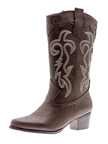 Canyon Trails Women's Classic Embroidered Pointed Toe Western Rodeo Cowboy Boots (8 (M) US Women's, Brown)