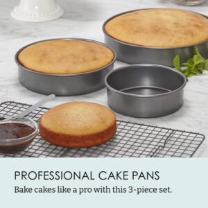 Chicago Metallic Professional Non-Stick 3-Piece Round Cake Pan Bakeware Set, Gray