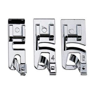 3pcs narrow rolled hem sewing machine presser foot set (3mm, 4mm and 6mm) for all low shank snap-on singer, brother, babylock, euro-pro, janome, kenmore, white, elna sewing machines