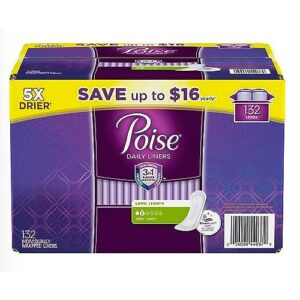 an item of poise very light absorbency long incontinence panty liners, 132 ct.-